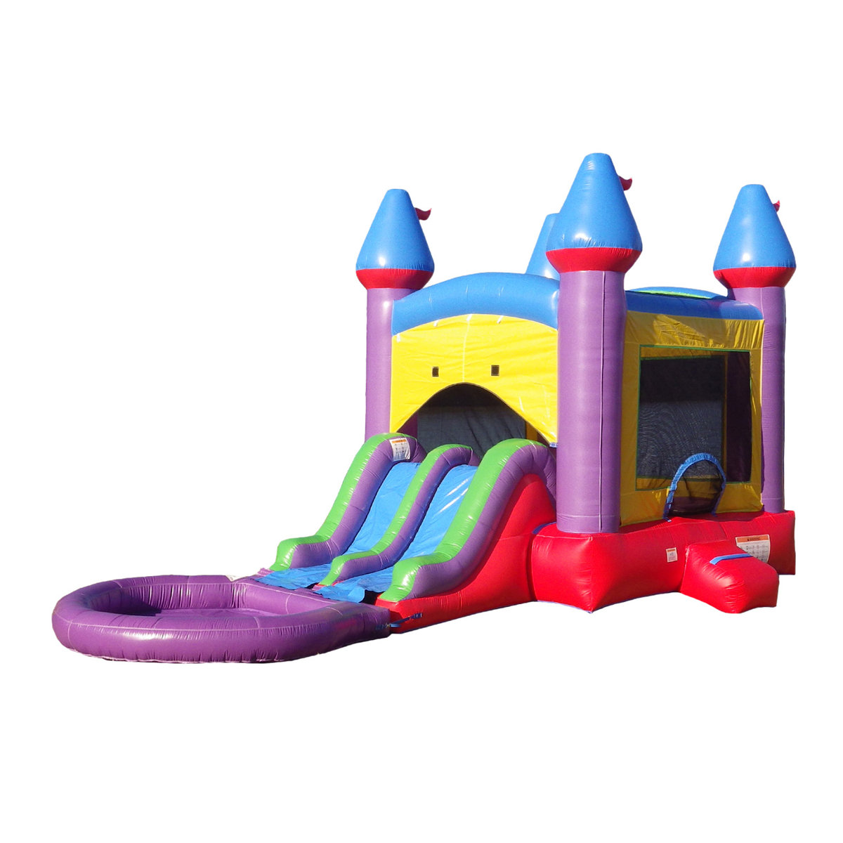 HeroKiddo Jelly Bean Castle Commercial Grade Bounce House Water Slide with Splash Pool (with ...